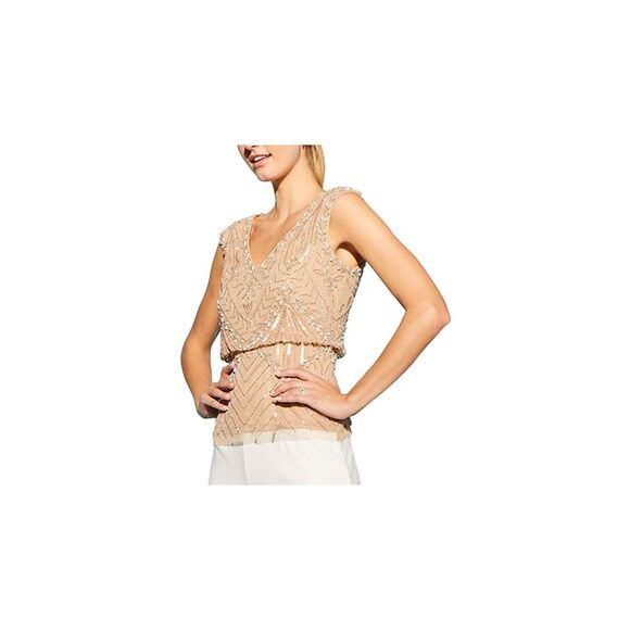 Adrianna Papell | Tops | Adrianna Papell Womens Gold Zippered Blouson ...